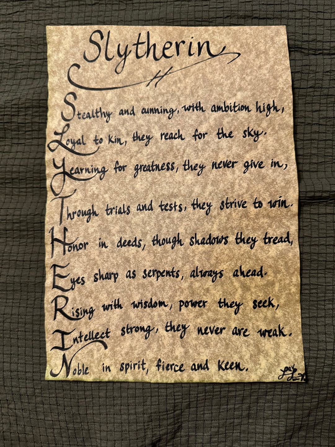 Slytherin Acrostic Poem Scroll – Hogwarts House Calligraphy - Handmade ...