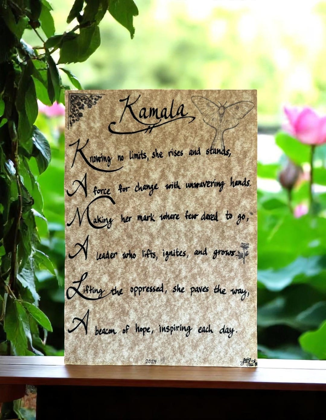 Handmade Kamala Harris Acrostic Poem – Calligraphy Parchment Scroll - Etsy