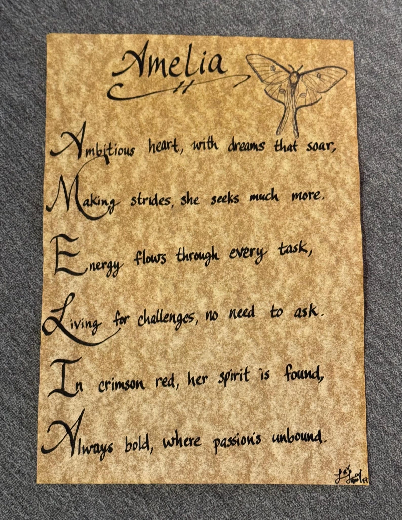 Personalized Name Acrostic Poem – Custom Calligraphy Parchment Gift - Etsy