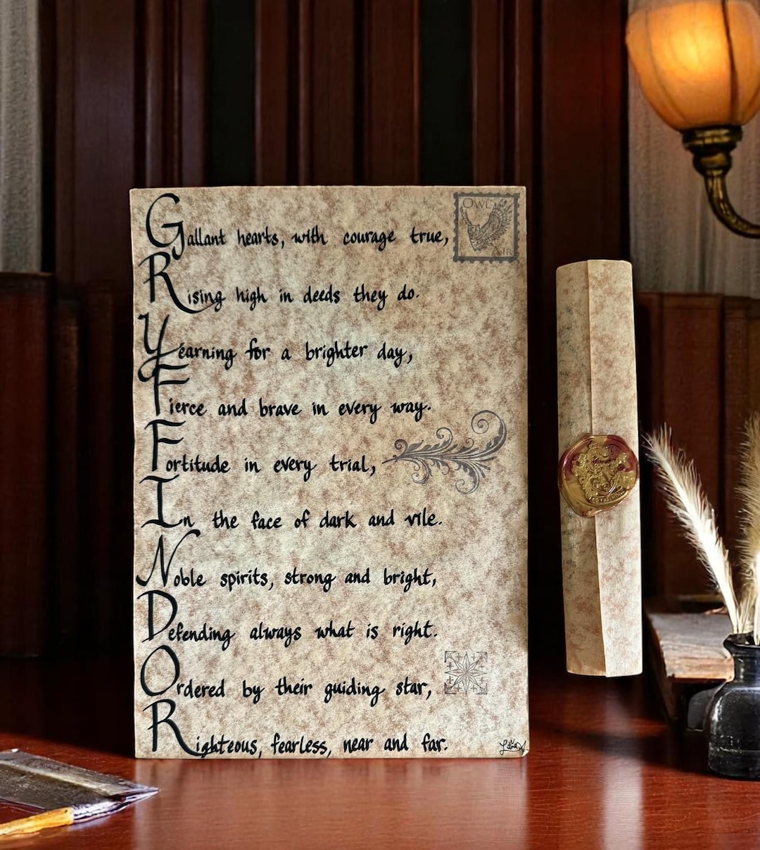 Gryffindor Acrostic Poem Scroll – Hogwarts House Calligraphy - Handmade ...