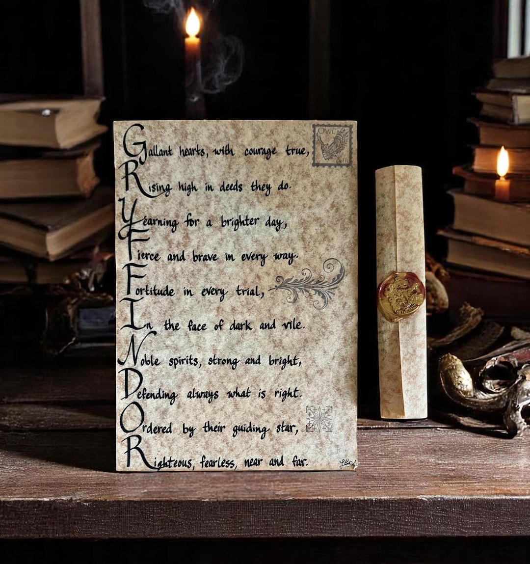 Gryffindor Acrostic Poem Scroll – Handwritten Calligraphy, Wax Seal - Etsy