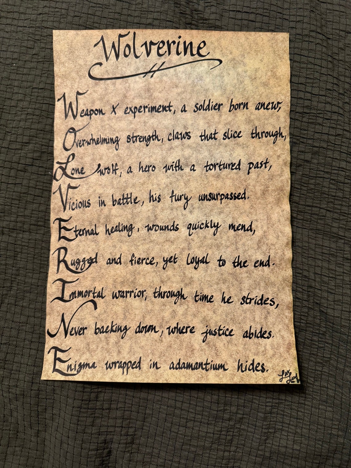 Wolverine or Deadpool Poem Acrostic Poem Scroll - Etsy