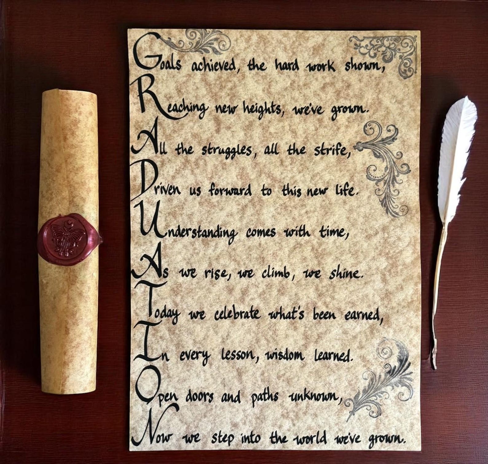 Personalized Graduation Acrostic Calligraphy Scroll | Custom Gift for ...