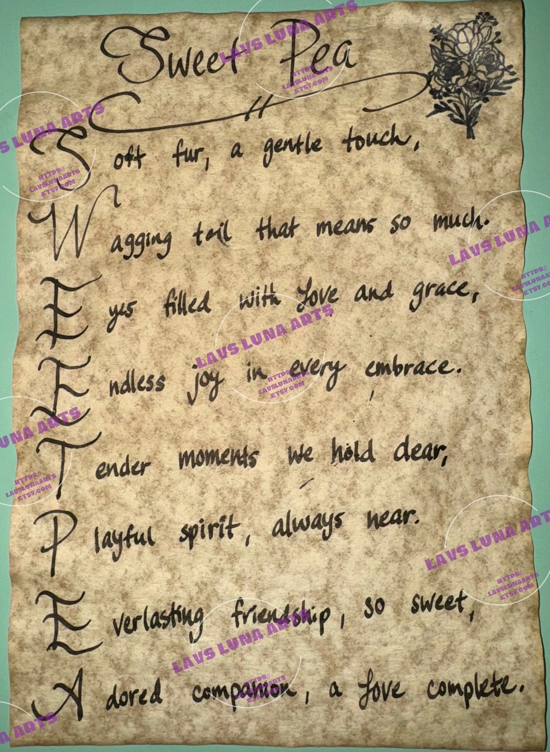 Personalized Pet Name Acrostic Poem - Etsy