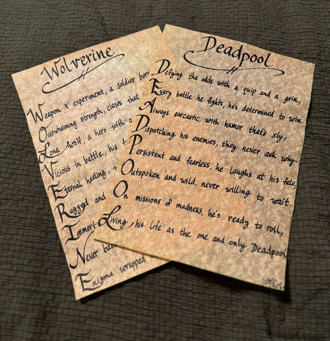 Wolverine or Deadpool Poem Acrostic Poem Scroll - Etsy