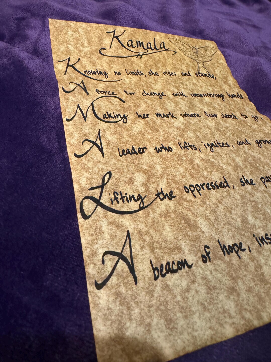Personalized Name Acrostic Poem Scroll-kamala Harris - Etsy