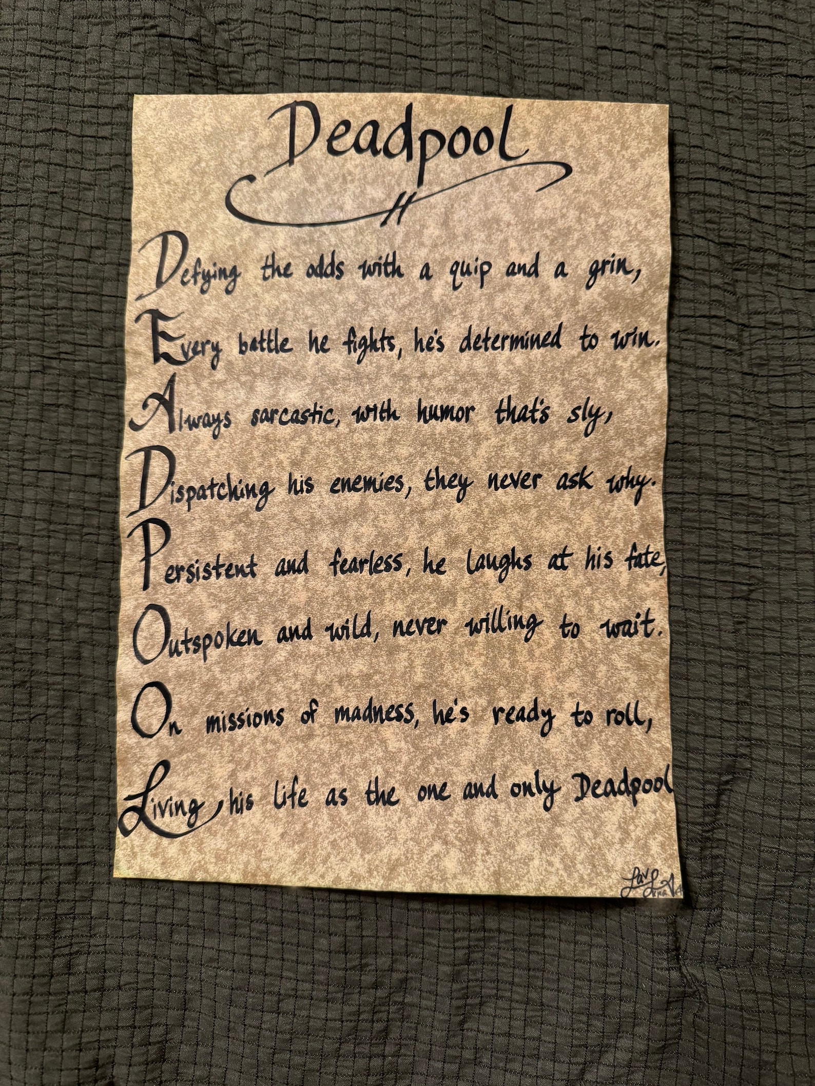 Wolverine or Deadpool Poem Acrostic Poem Scroll - Etsy