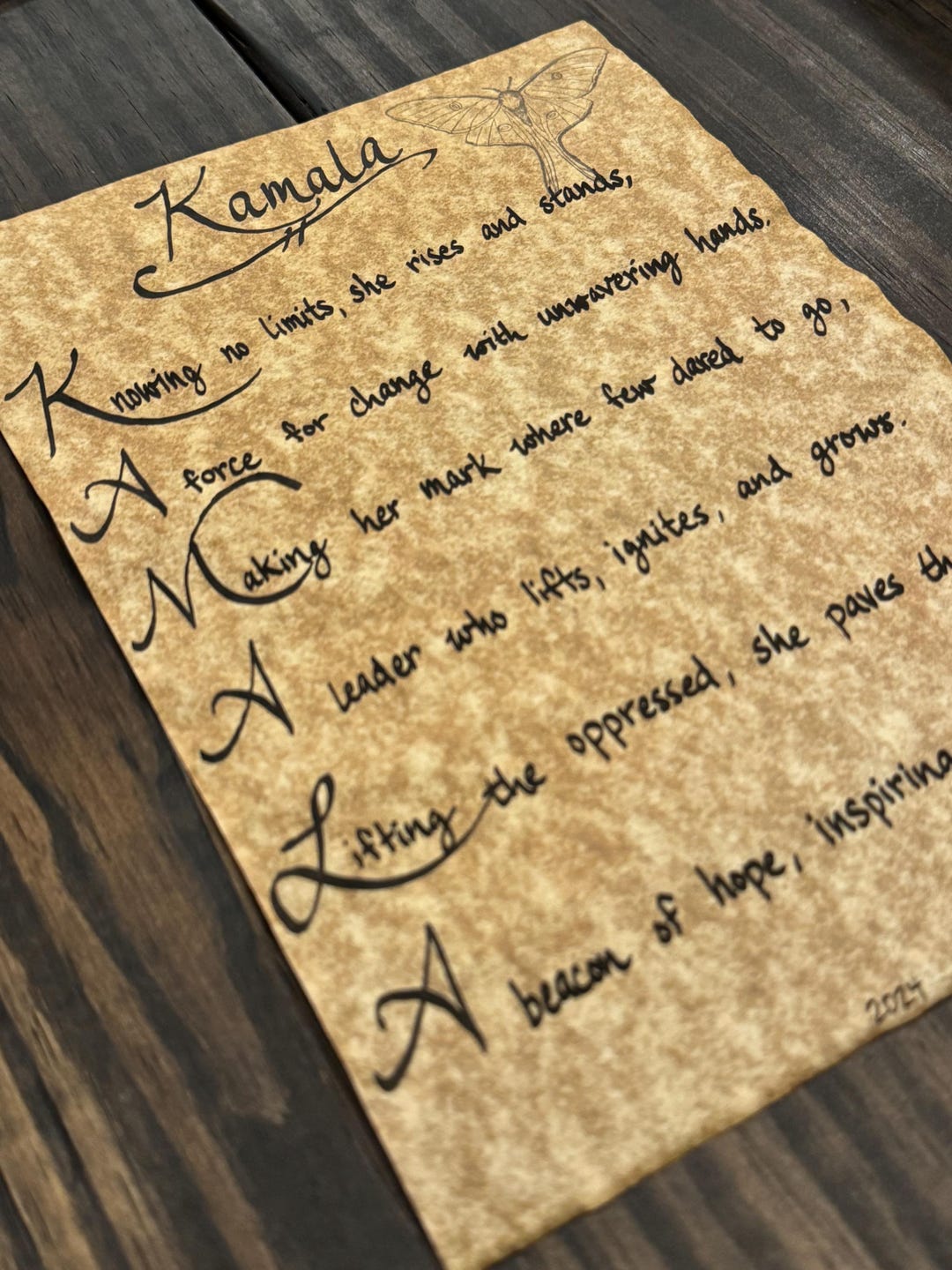 Personalized Kamala Harris Acrostic Poem Scroll Custom Calligraphy ...