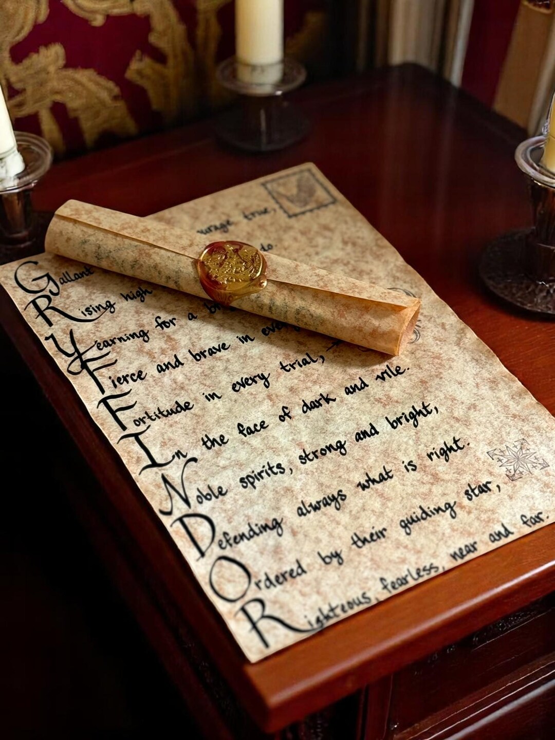 Gryffindor Acrostic Poem Scroll – Hogwarts House Calligraphy - Handmade ...
