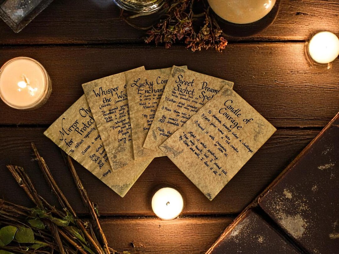 Mini Witch Spell Pages - Faux Grimoire Inserts - 5 Spells - Etsy