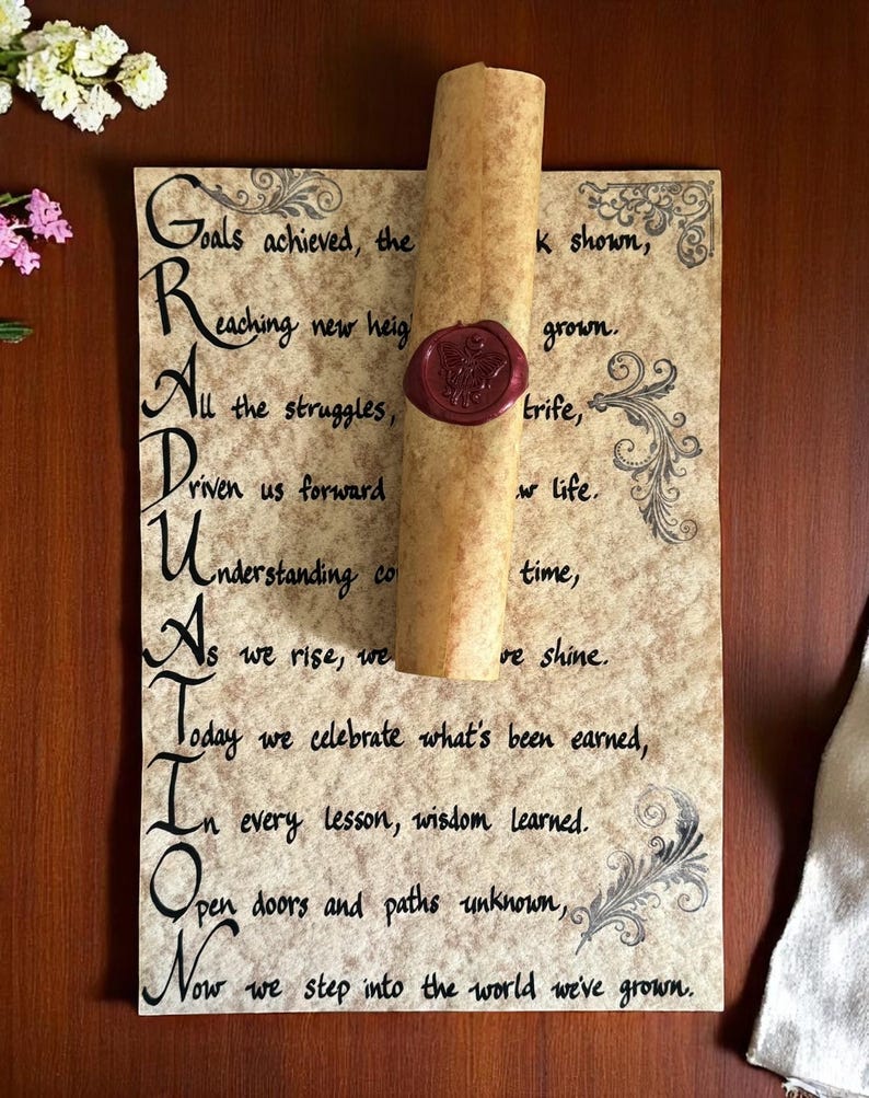 Personalized Graduation Acrostic Calligraphy Scroll: Custom Wax Seal ...