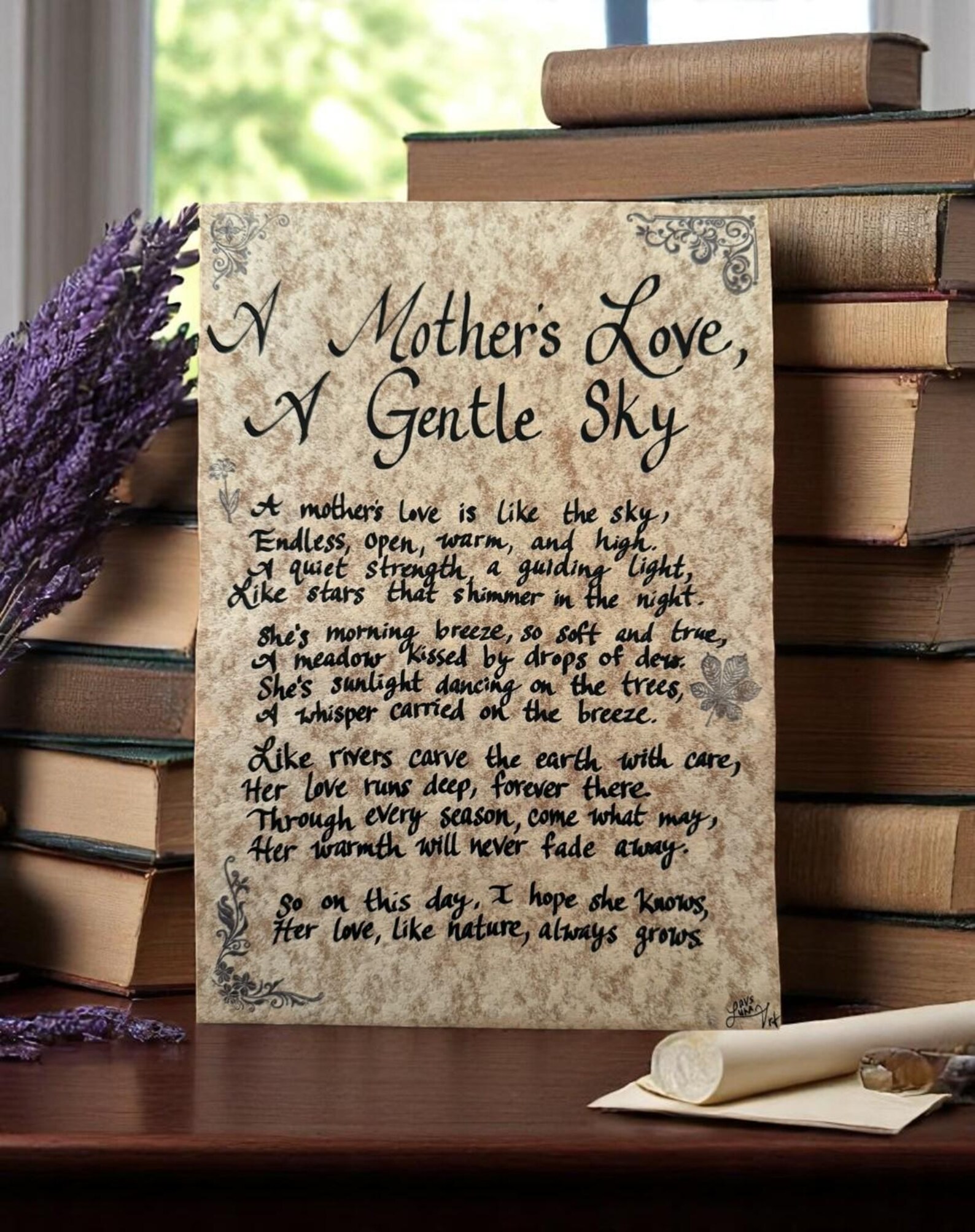 Mother’s Day Calligraphy Scroll – Custom Letter on Parchment ...