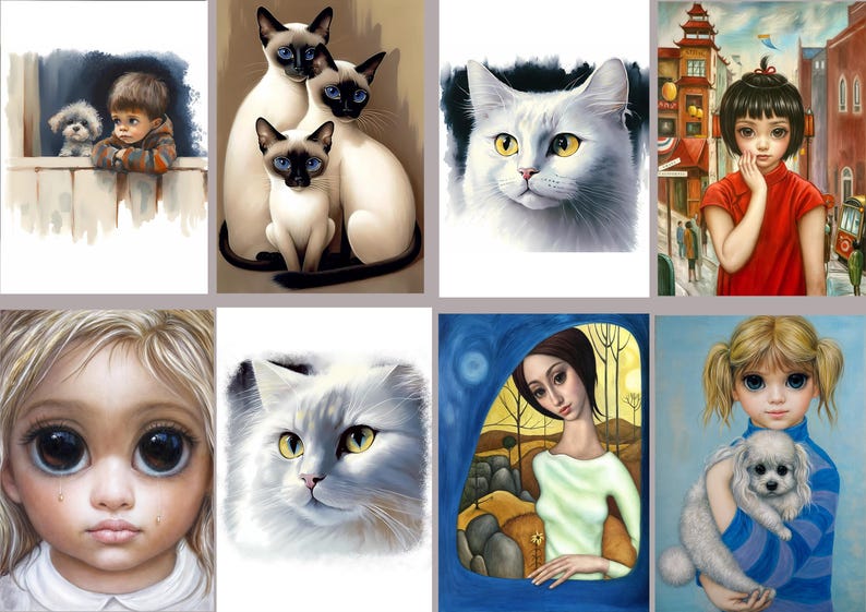 50 Unique Digital Posters in the Style of Margaret Keane! - Etsy
