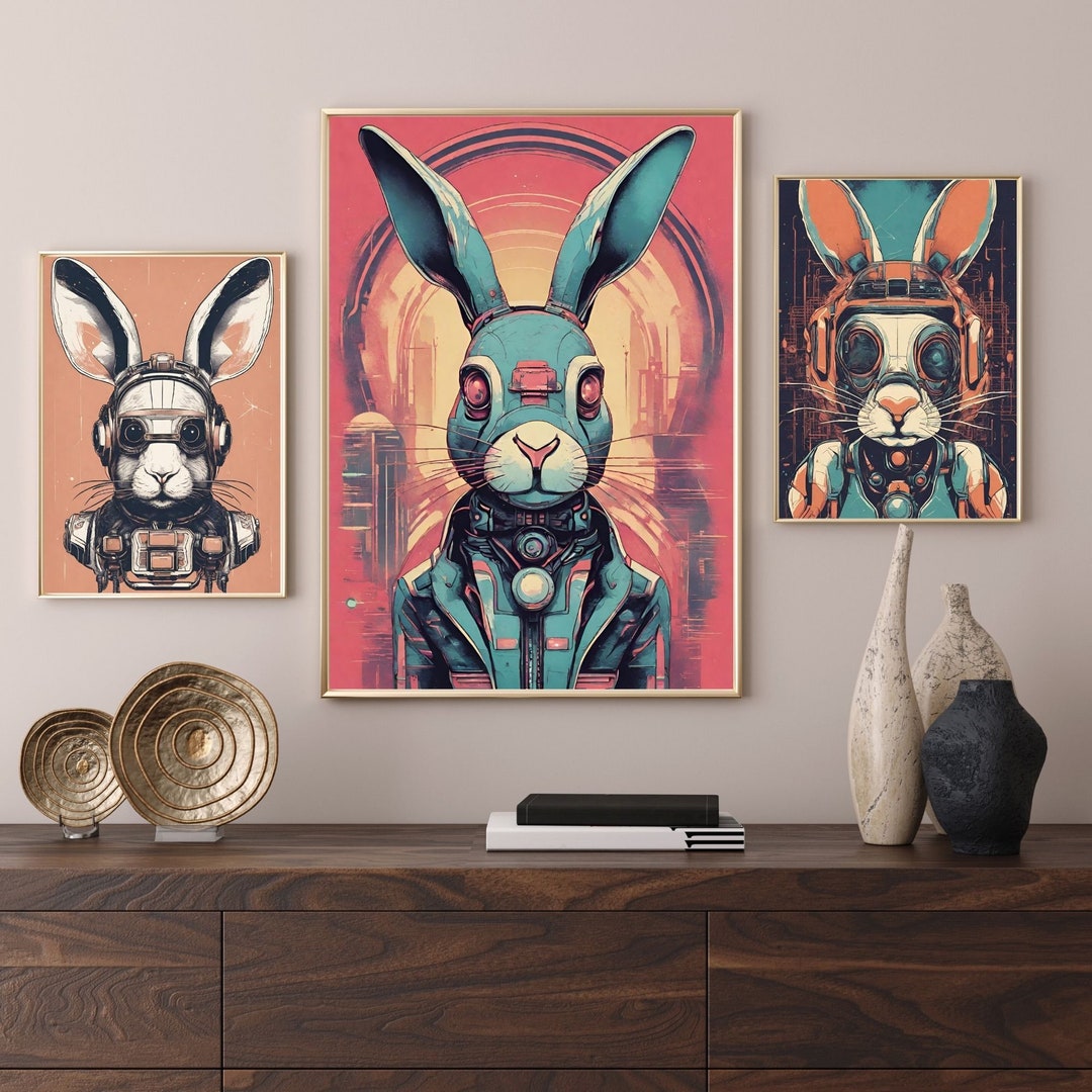AI Powered Set of 4 Rabbits, Digital Download, Printable Poster - Etsy
