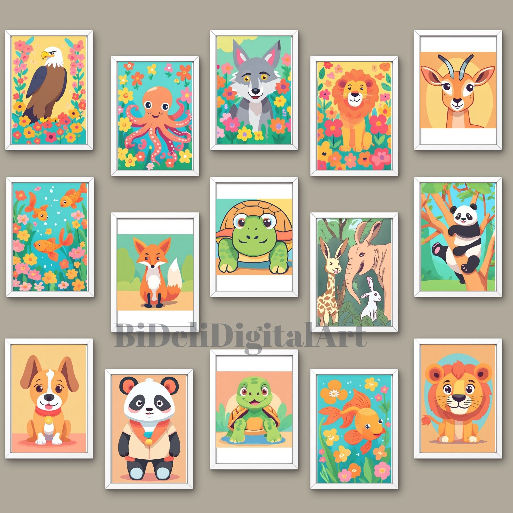 300 Kids Room Wall Art,animal Wall Art,digital Dowloand, Printable Art ...