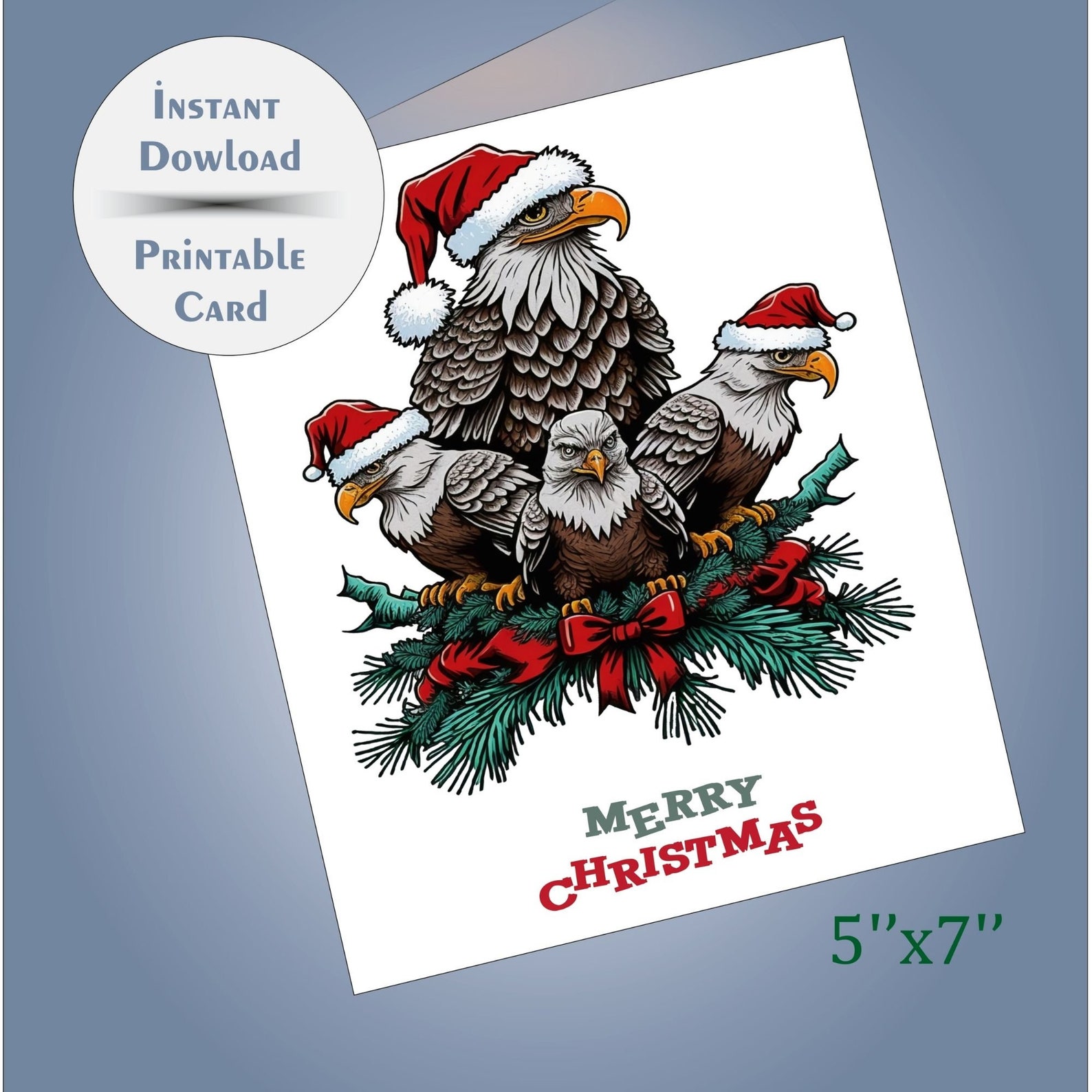 Animals Christmas Card Printable, Merry Christmas Card, Christmas Cards ...