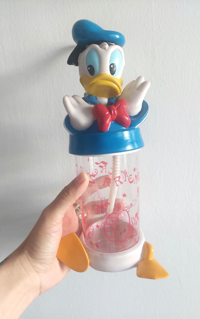 Vintage Disney Plastic 'donald Duck' Tumbler With Straw Large Cup Never ...