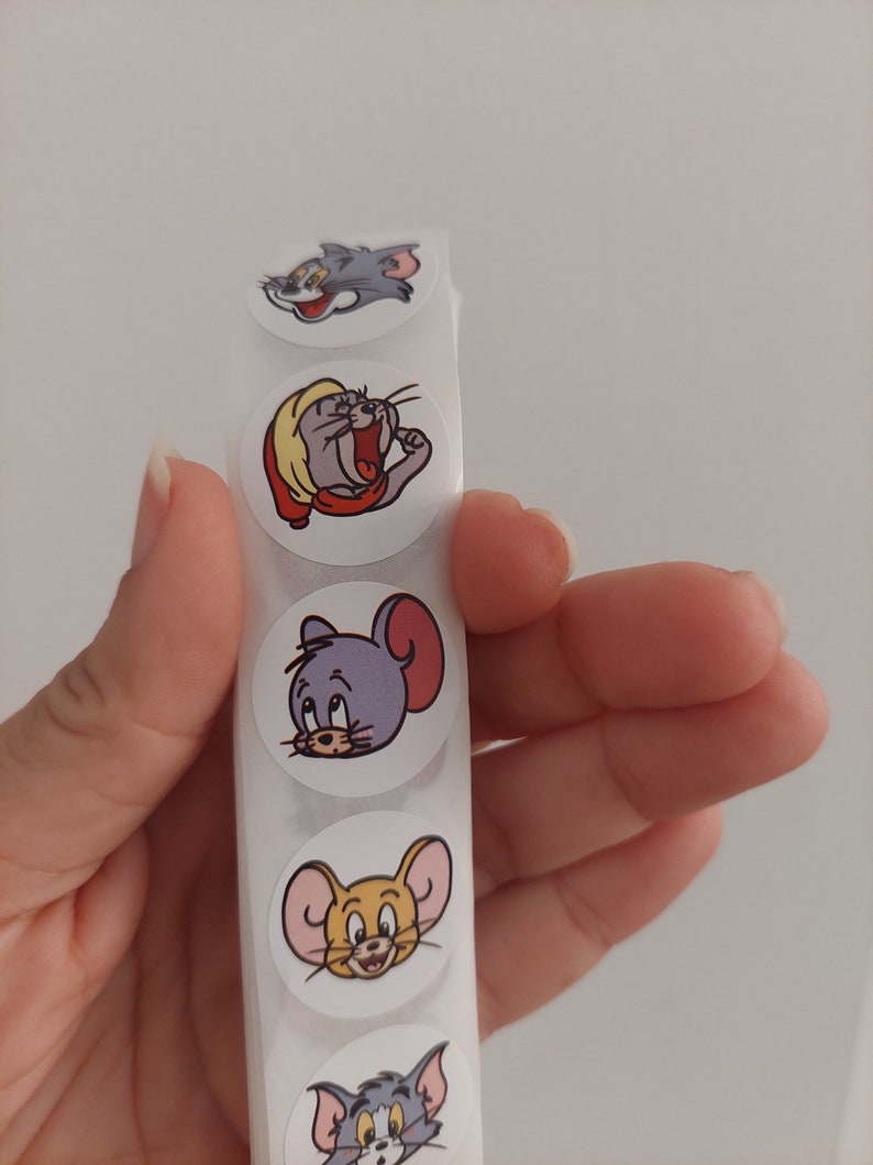 80 X Tom and Jerry Round Stickers Decals Kids Cartoon Animation Figures ...