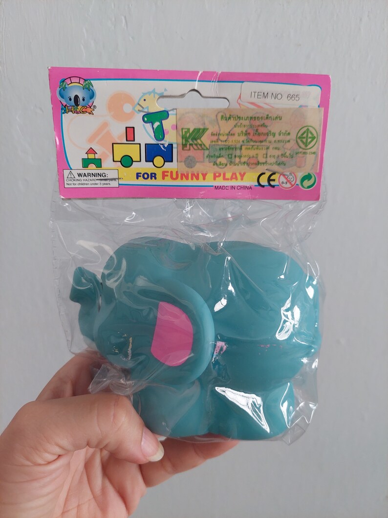 1 X Vintage Squeaky Elephant Toy | Brand New in Packaging | Blue and ...