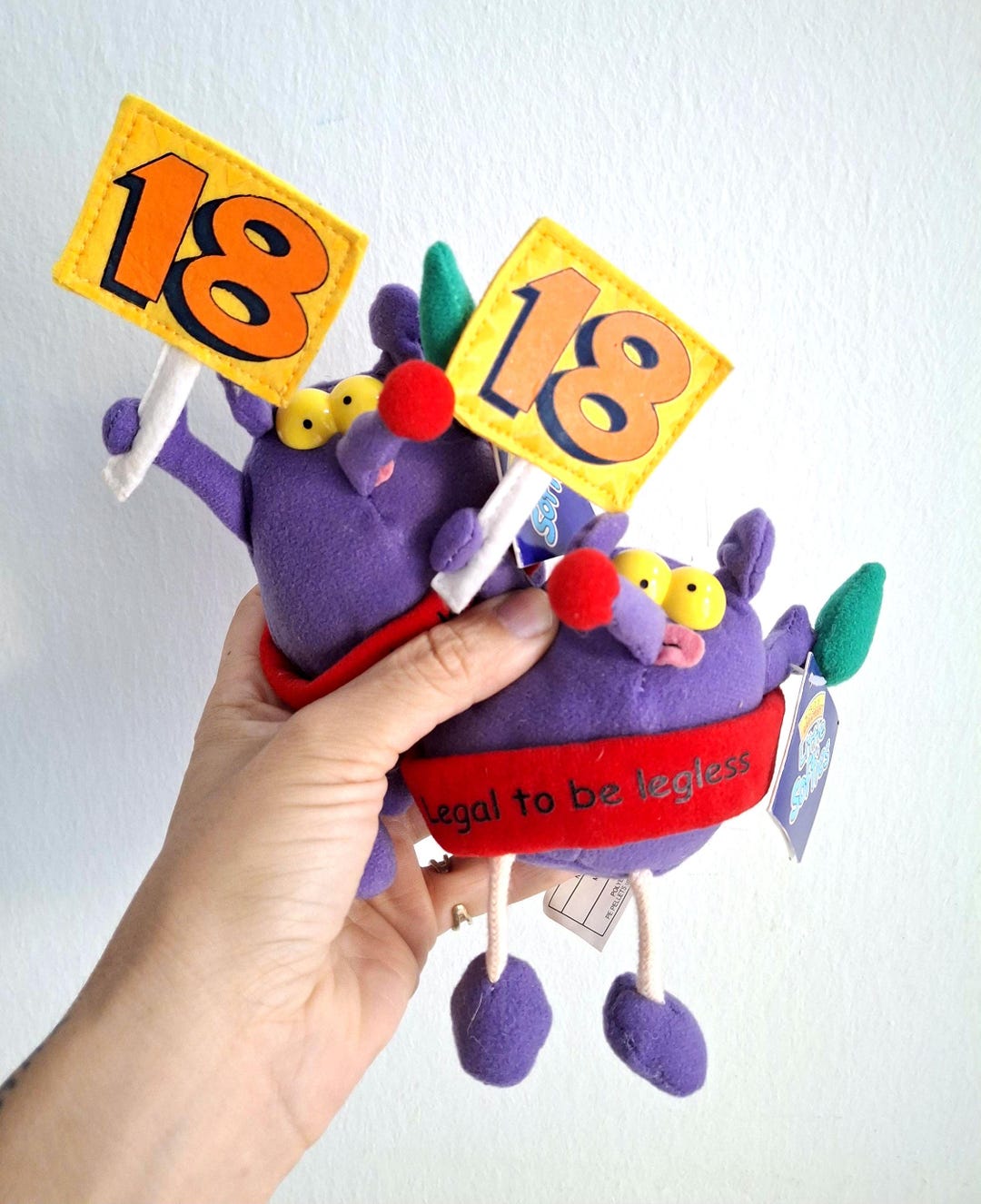 Vintage LITTLE SOFTIES Plush | Purple 18 Years, "legal to Be Legless ...