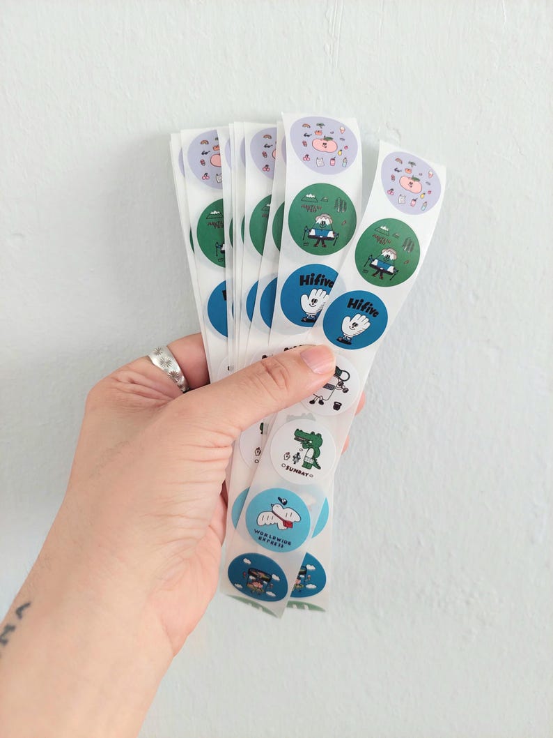 80 X Cute Animal Round Stickers Decals Kids Cartoon Animation Figures 2 ...