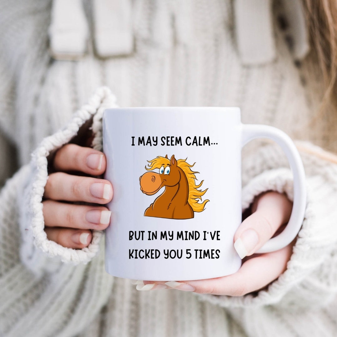 I May Seem Calm Mug, Funny Horse Ceramic Coffee Mug, Coworker Gift ...