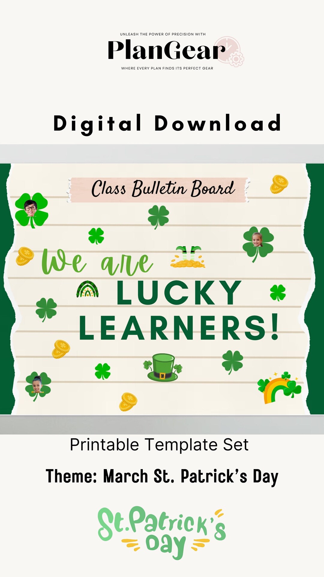 Classroom Bulletin Board Set March St Patricks Day Lucky Learners Theme ...