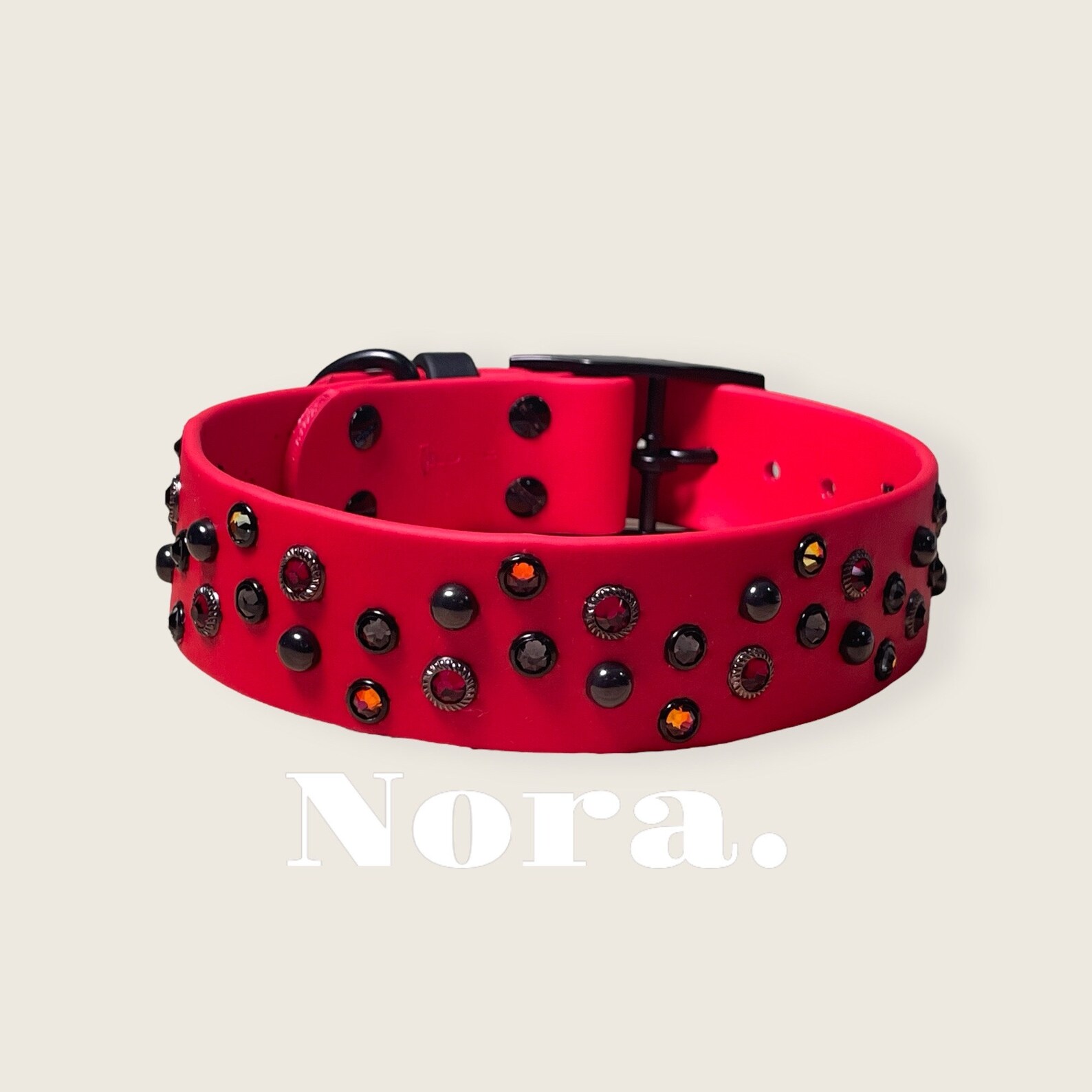 17.5 Red rossi Bling Biothane Dog Collar, Premade Waterproof Luxury ...