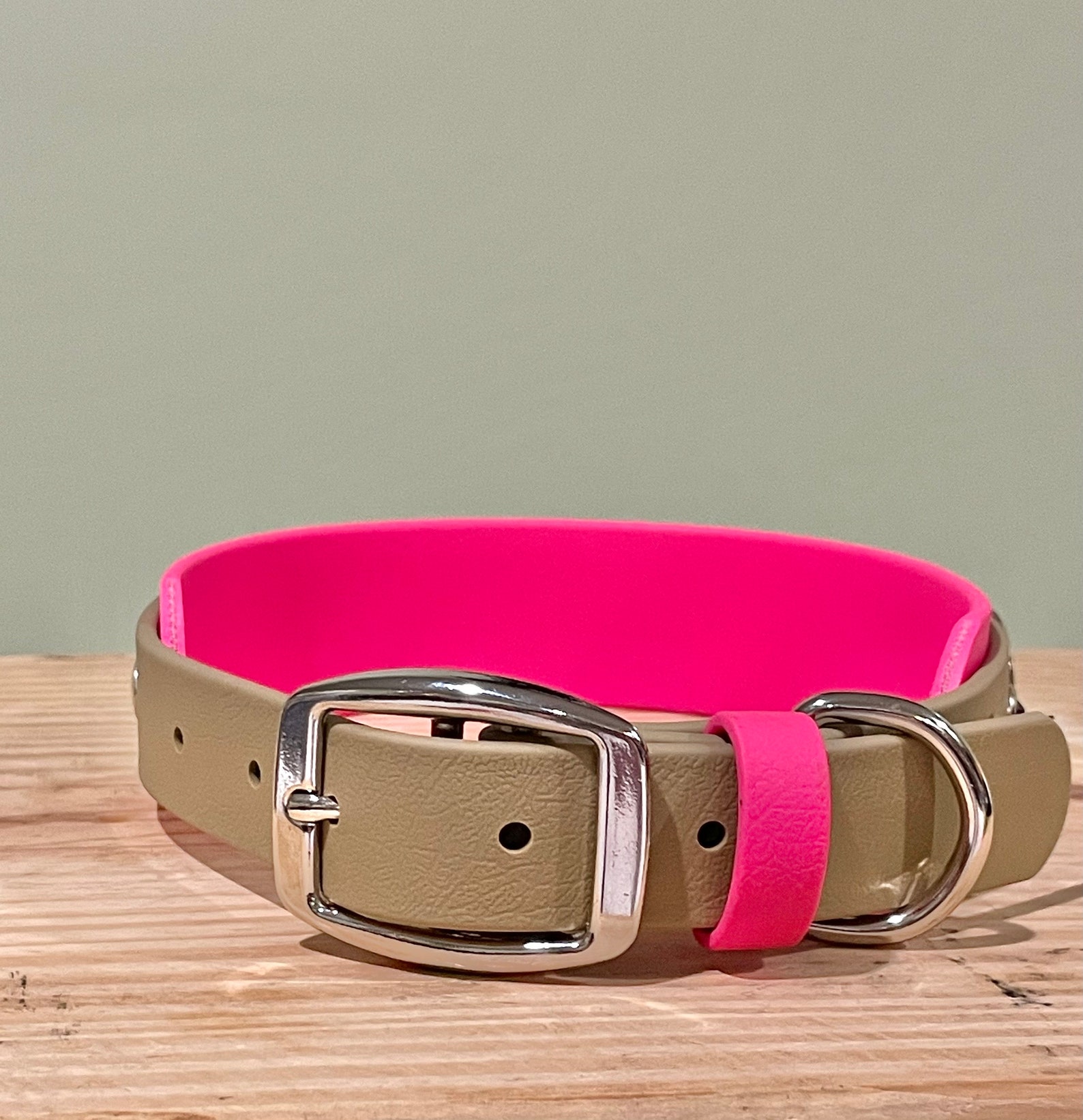 18.75 Shotgun Shell Bling Biothane Dog Collar in Tan & Pink, Premade ...