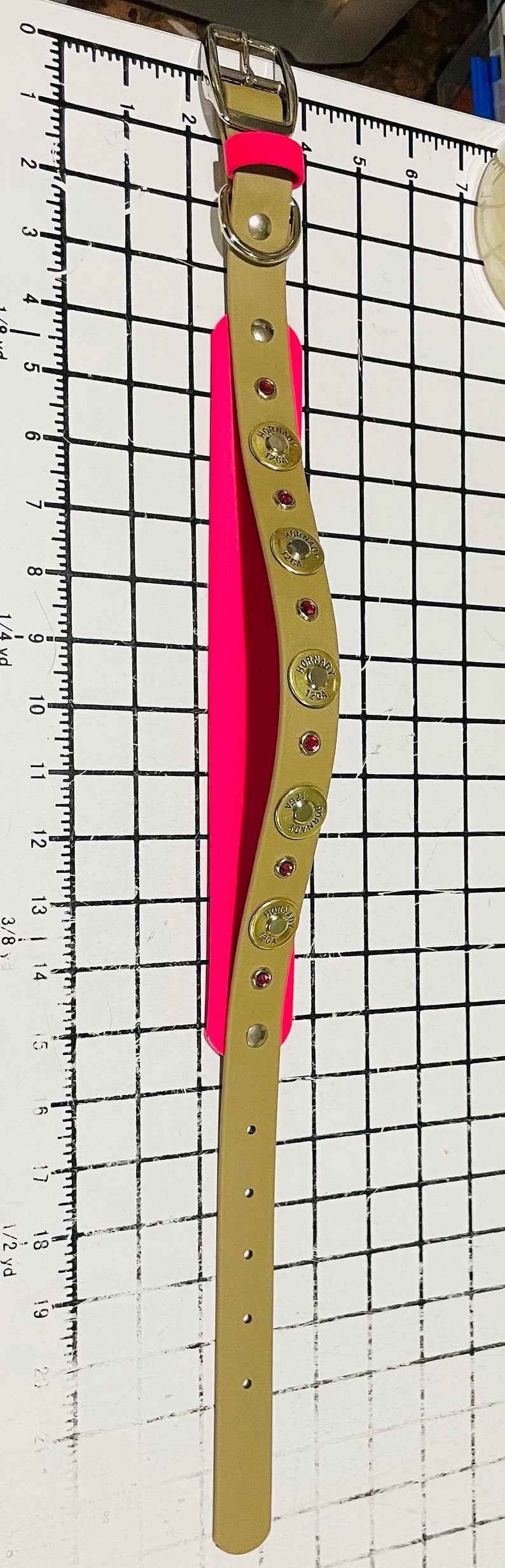 18.75 Shotgun Shell Bling Biothane Dog Collar in Tan & Pink, Premade ...