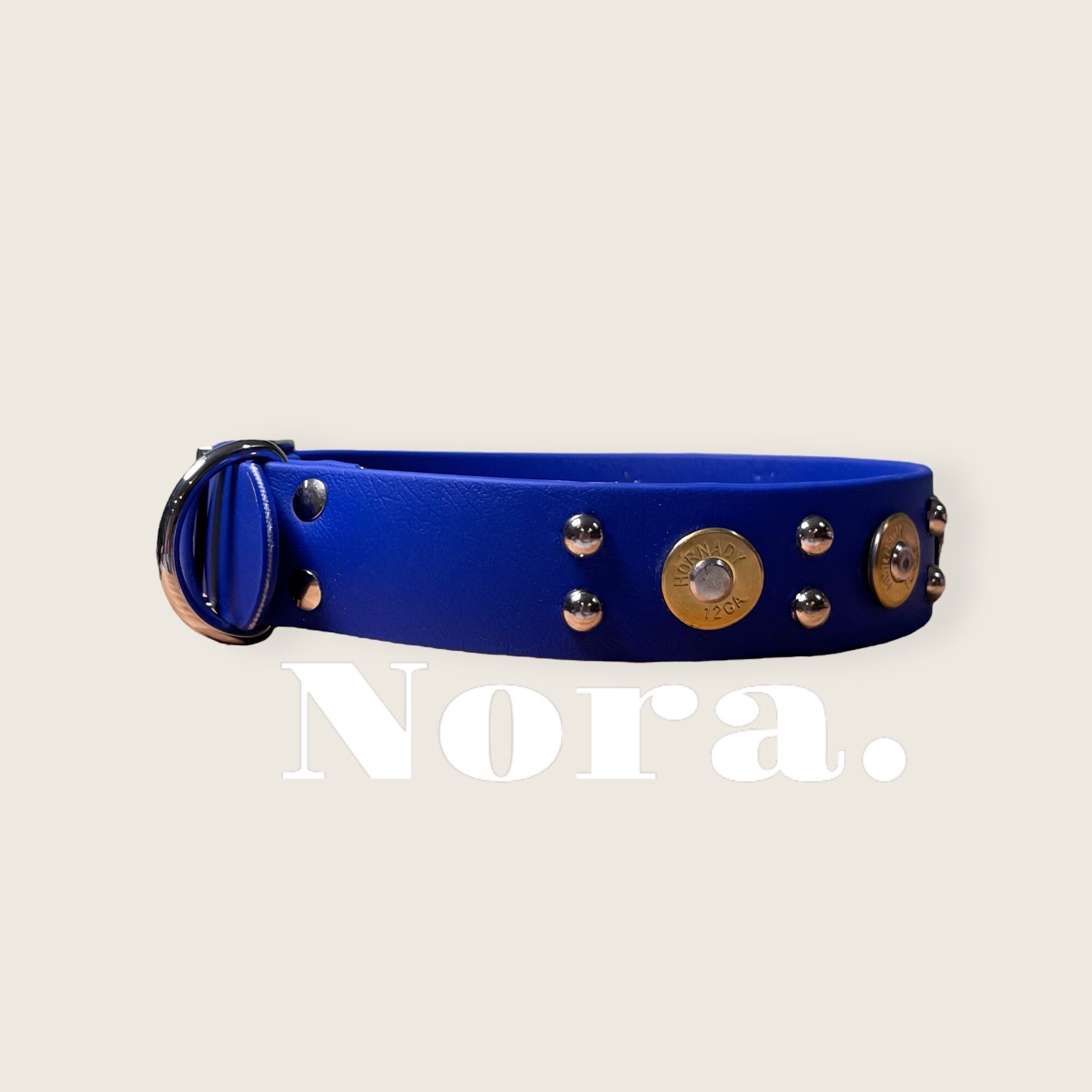 20.5 Shotgun Shell Bling Biothane Dog Collar in Blue, 1.5 Wide Premade ...
