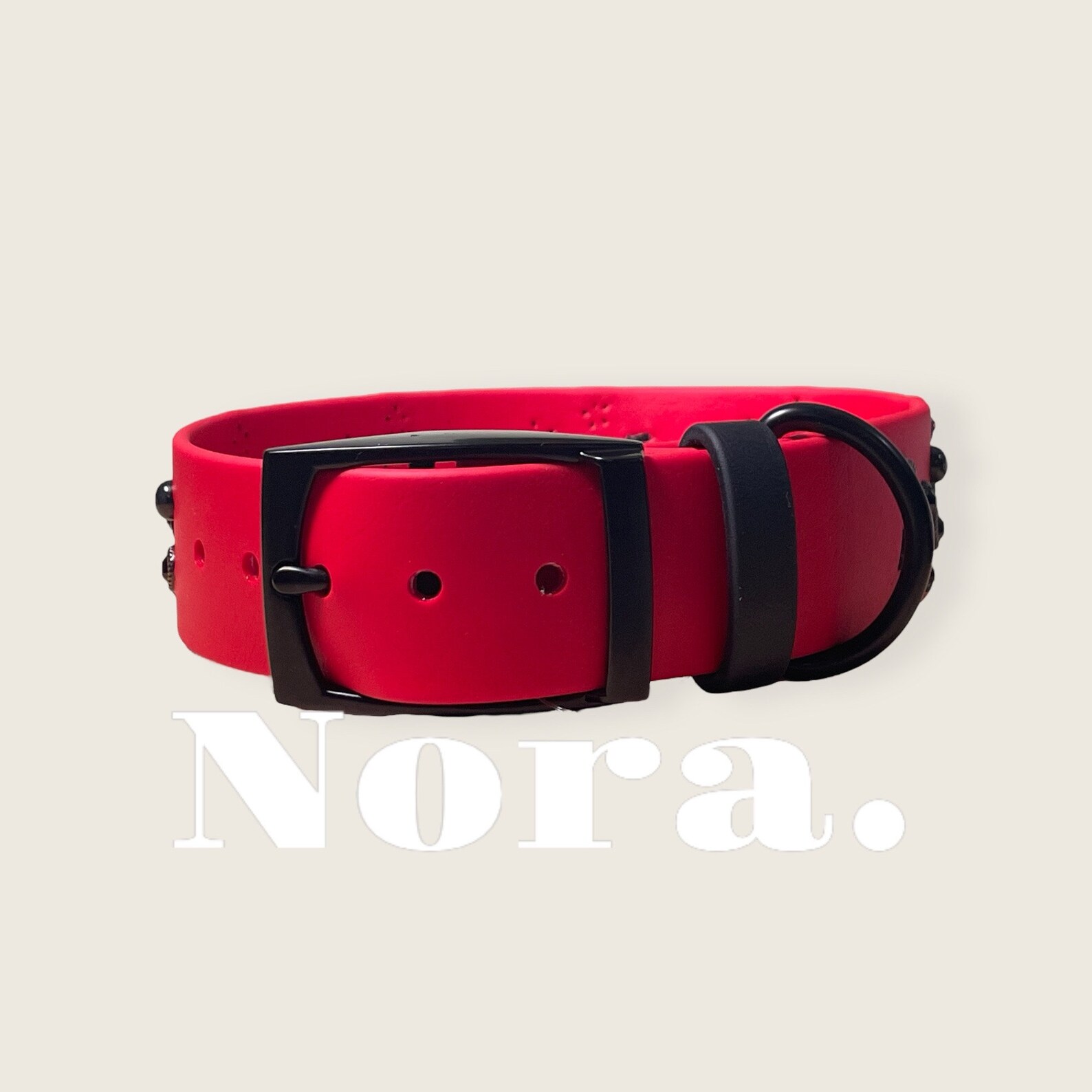 17.5 Red rossi Bling Biothane Dog Collar, Premade Waterproof Luxury ...