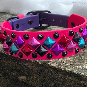 17” Bling Biothane Collar in Pink and Purple, Luxury Waterproof Collar ...