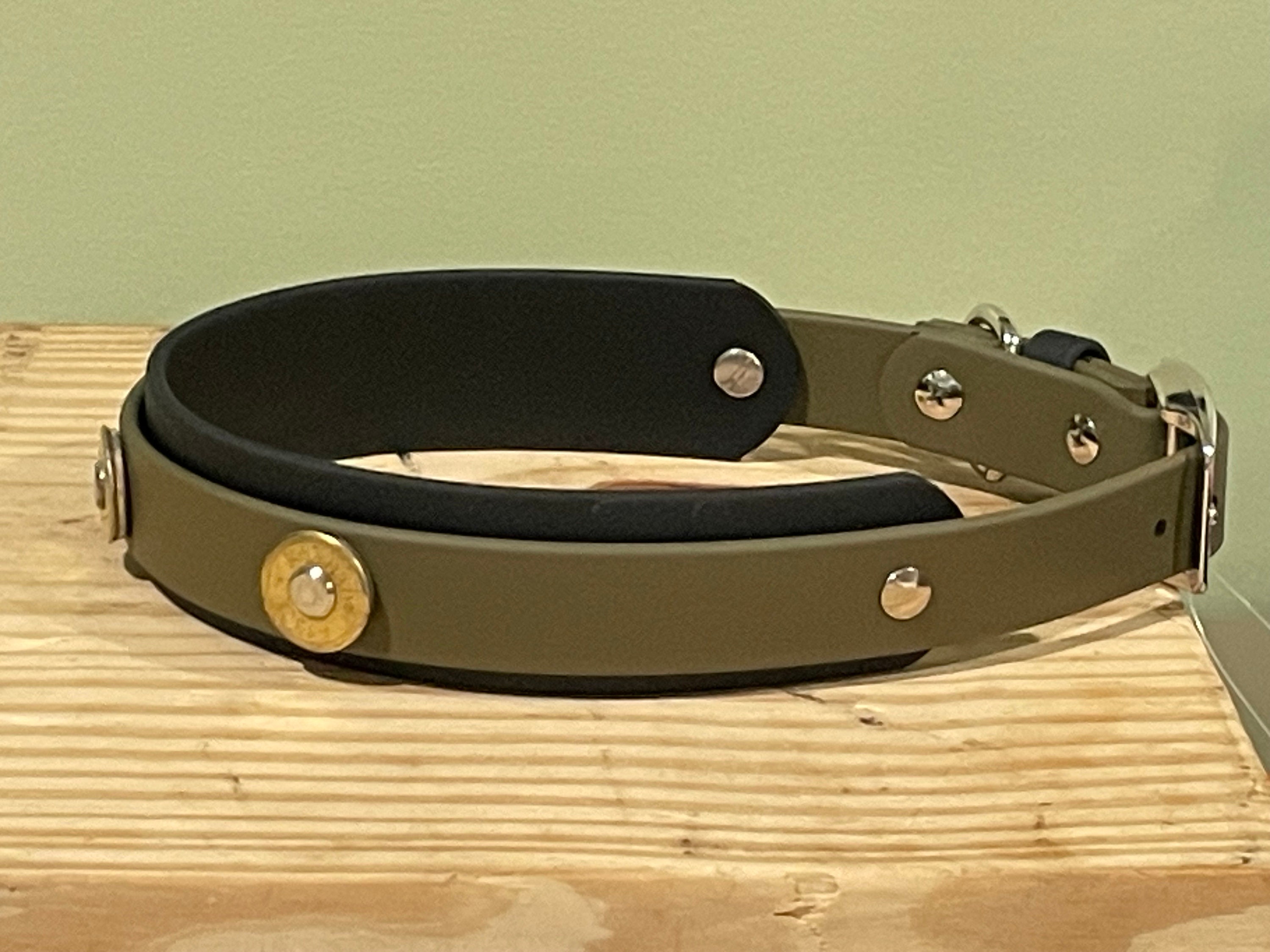 20.5 Shotgun Shell Biothane Dog Collar in Olive and Black, Premade ...
