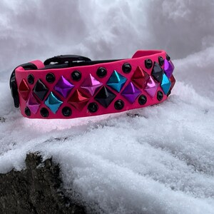 17” Bling Biothane Collar in Pink and Purple, Luxury Waterproof Collar ...