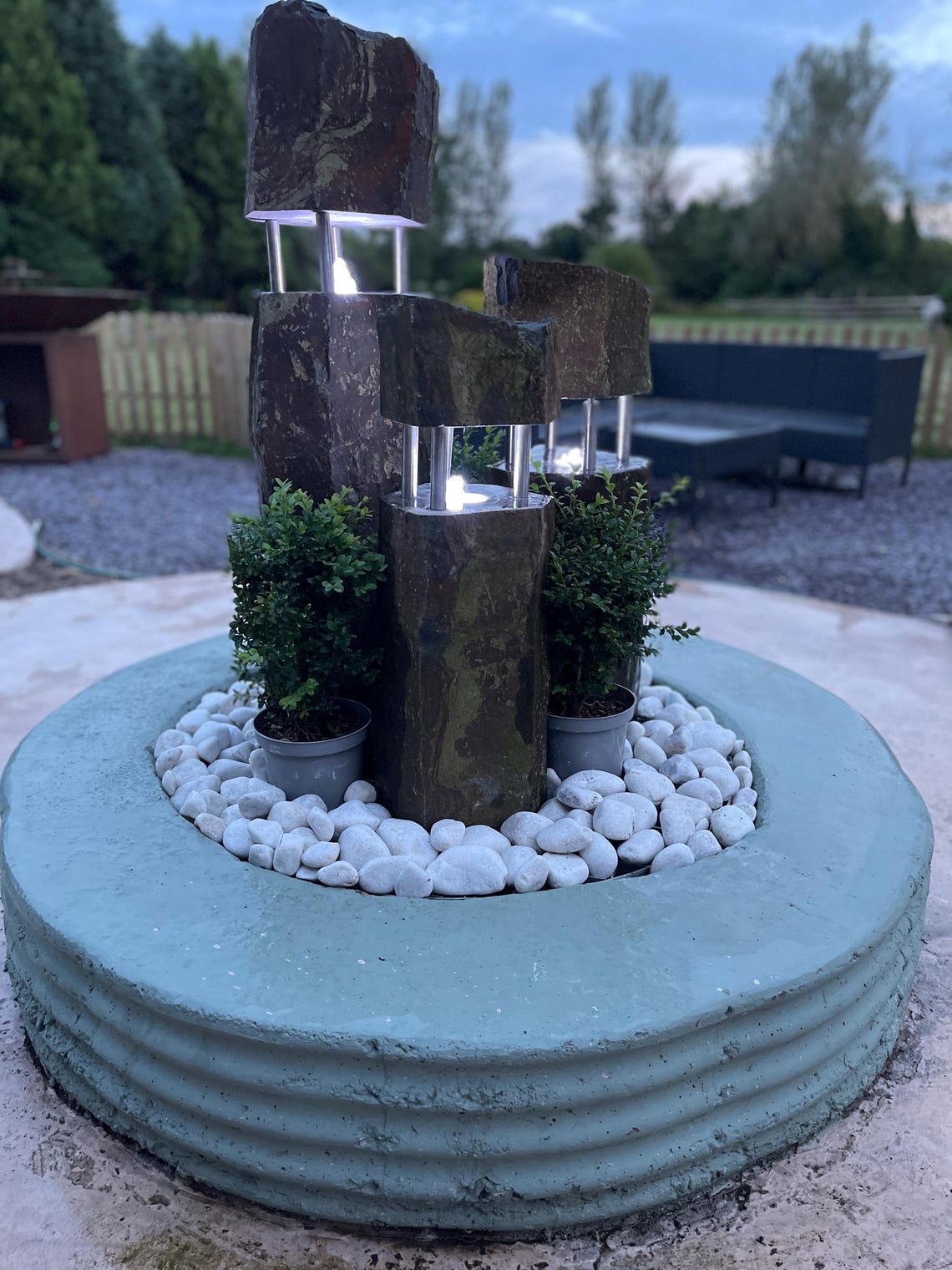 Basalt Columns Lantern Water Feature. Set of 3 as Shown. Size: 60cm X 2 ...
