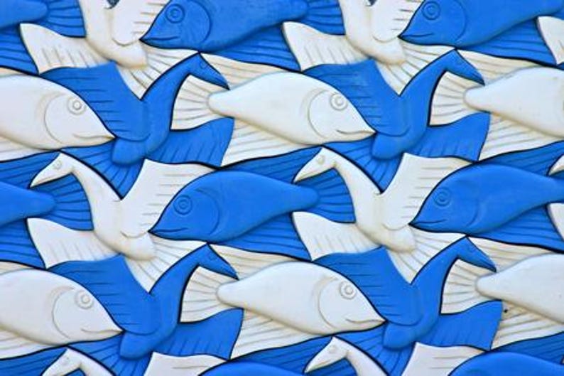 Escher's Birds and Fish Tessellation Print | Art Print Decor | Unique ...