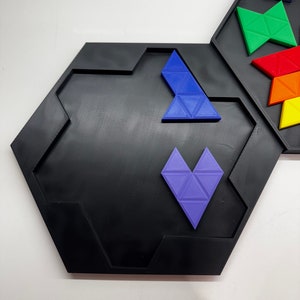 3D Printed Hexiamond Puzzle With Box - Double-sided Challenge, Unique ...