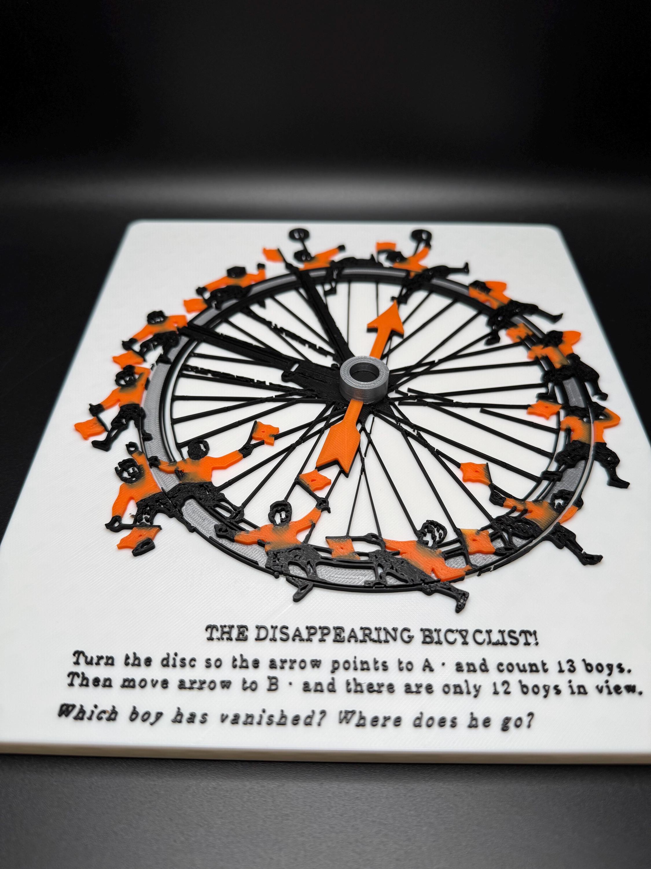 Disappearing Bicyclist Puzzle: Vintage Optical Illusion Puzzle by Sam ...