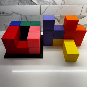 Soma Cube Puzzle - 7 Piece 3D Printed Brain Teaser With Display Base ...