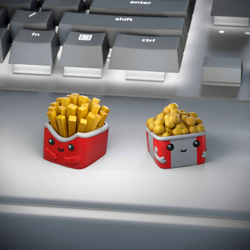 Handmade Cute Fast Food Keycaps, Burger, Fries, Popcorn, Hot Dog ...