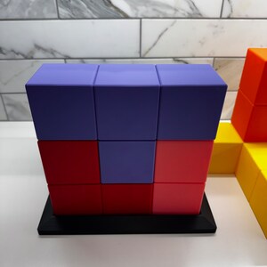 Soma Cube Puzzle - 7 Piece 3D Printed Brain Teaser With Display Base ...