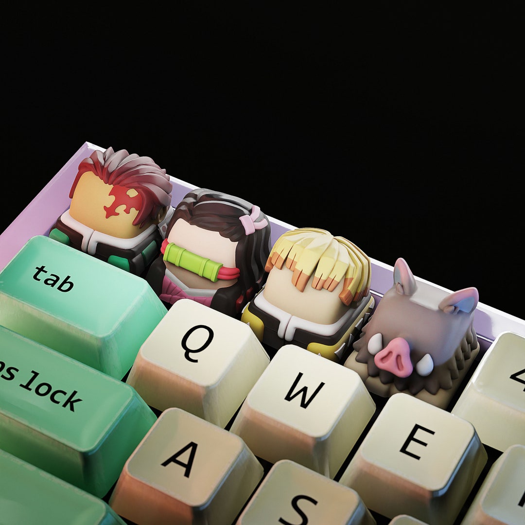 Handmade Inspired by Demon Anime Keycaps: Tanjiro, Nezuko, Zenitsu ...