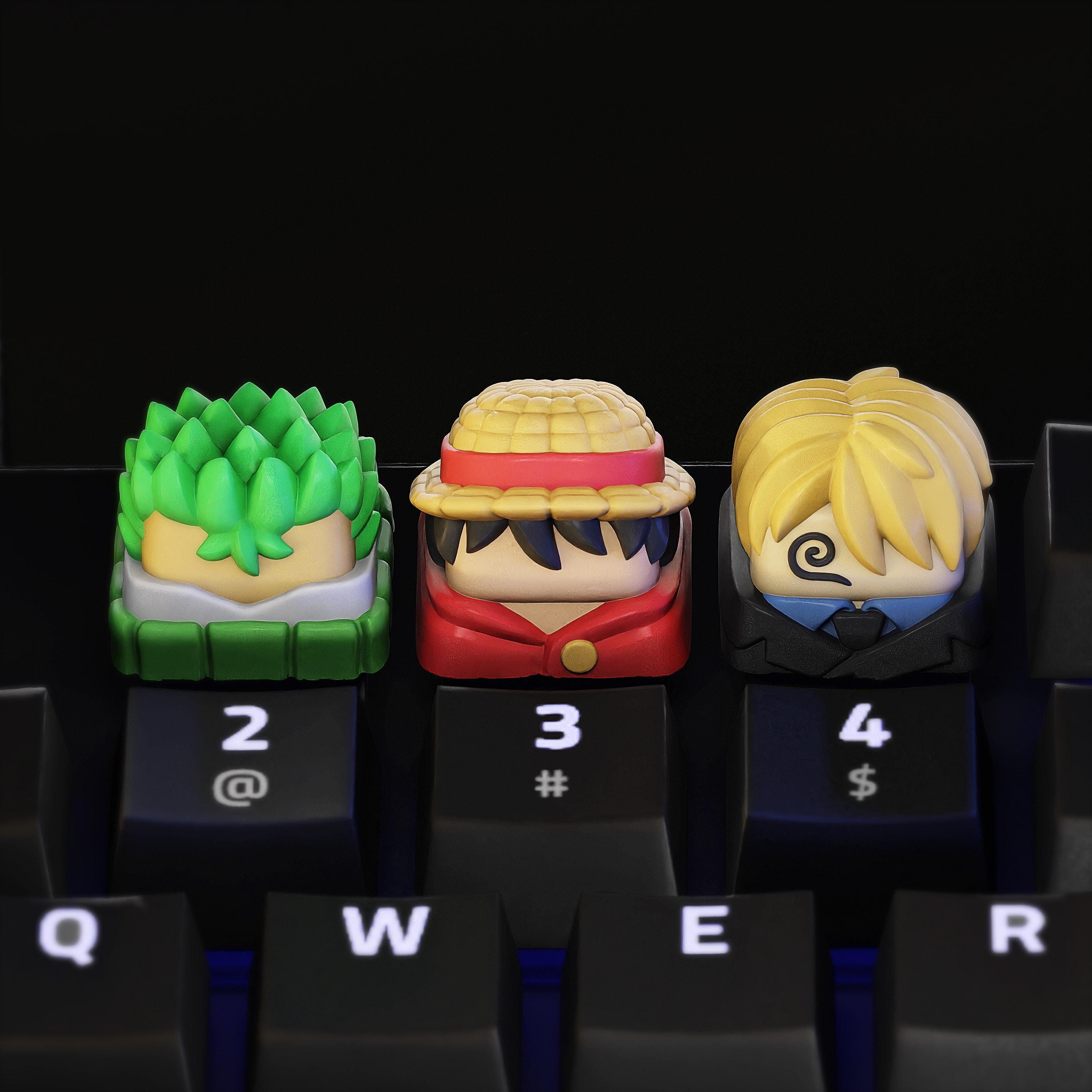 Handmade One Piece Anime Keycaps Monkey D Luffy, Roronoa Zoro, Sanji ...