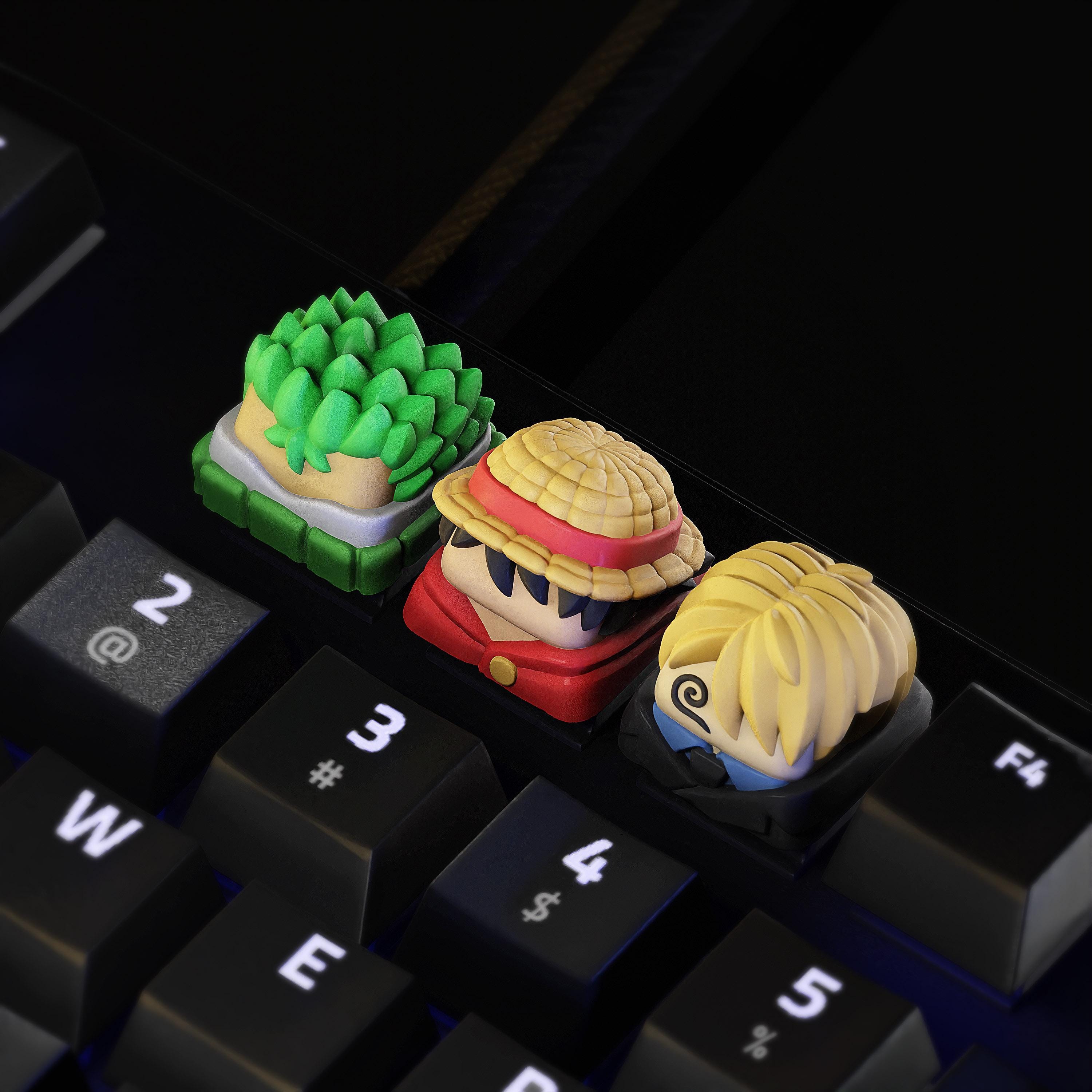 Handmade One Piece Anime Keycaps Monkey D Luffy, Roronoa Zoro, Sanji ...