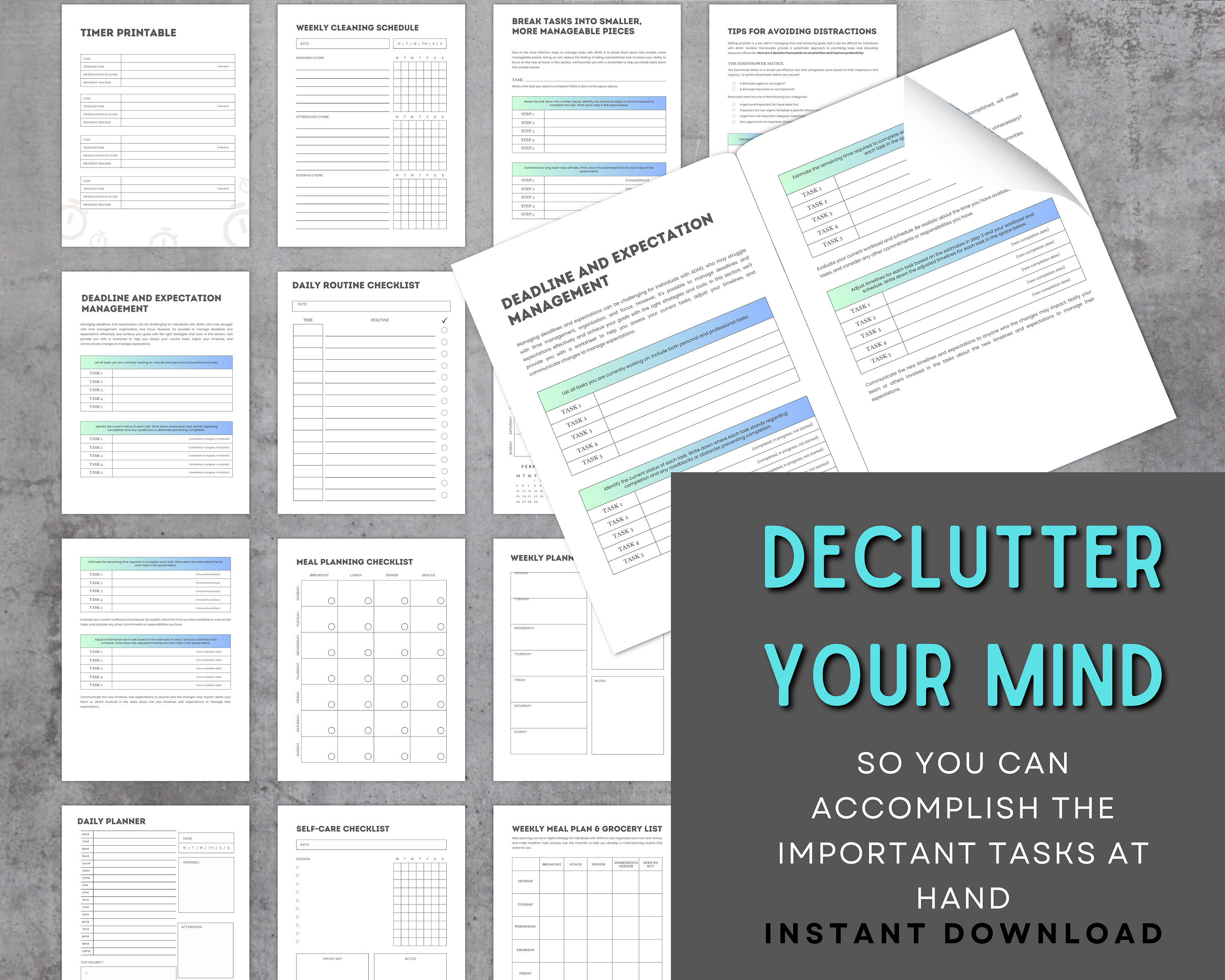 ADHD Productivity Planner Printable, ADHD Planner, Planner With Focus ...