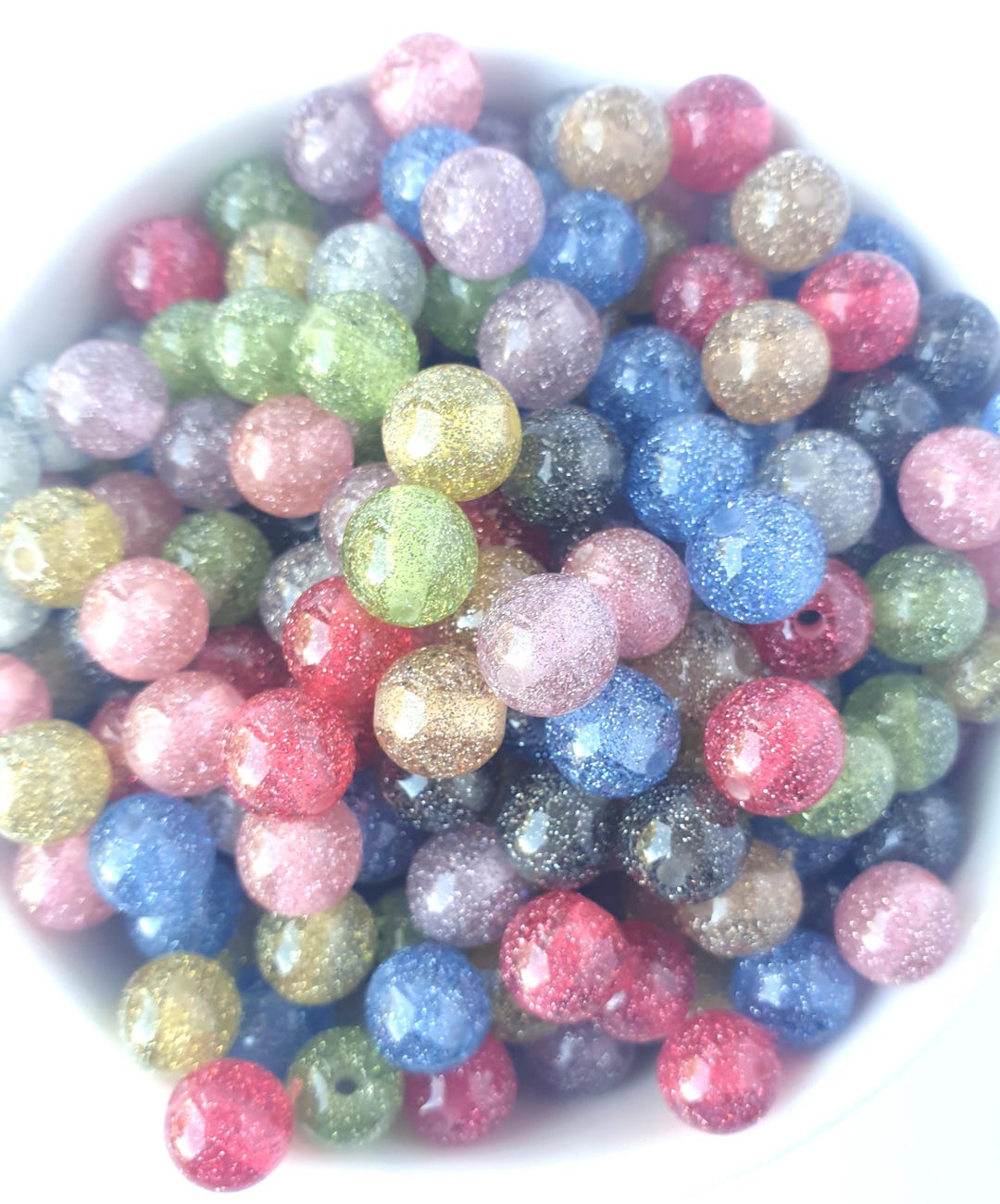 Galvanized Bead-round Glitter NEW Mix Beads. Millefiori Beads,miracle ...