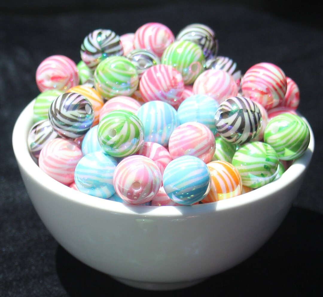 Zebra Stripe Beads 16mm Bright Colours Available - Etsy