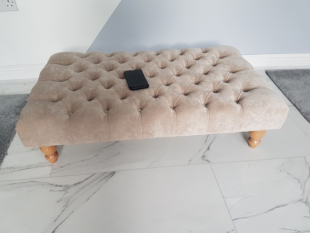 Deep Buttons Chesterfield Footstool Coffee Table in Expensive Naple ...