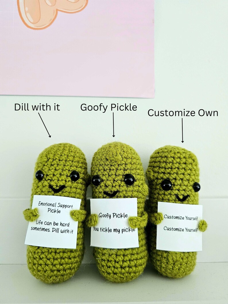 Customizable Emotional Support and Goofy Pickle Crochet, Perfect for ...